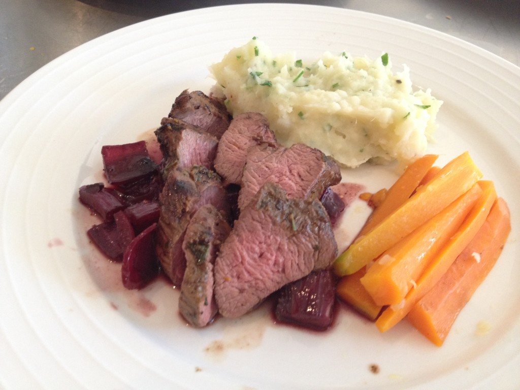 Picture Recipe – Chargrilled Kangaroo Fillet with Red Onion Marmalade